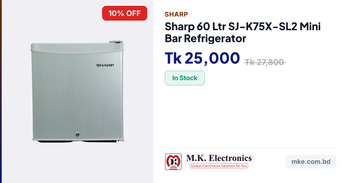 Sharp SJ-K75X-SL2 60L Mini Fridge | M.K. Electronics | M.K. Electronics